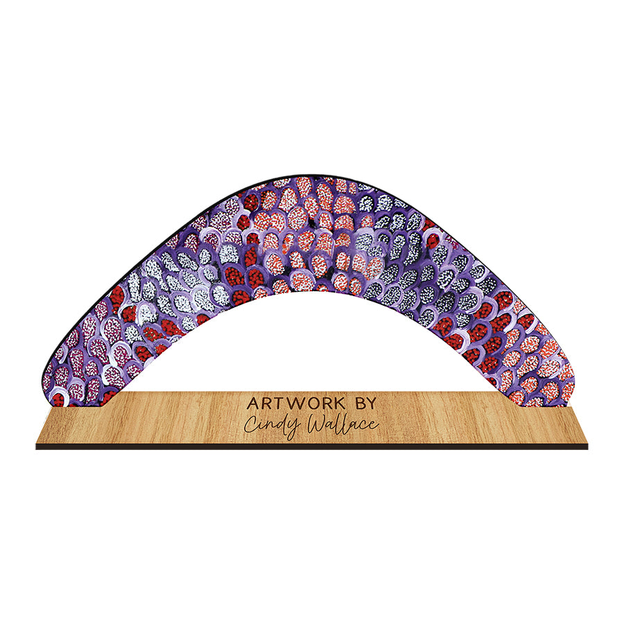 Decorative Boomerang Australian Made - Cindy Wallace Purple — Bulurru Shop