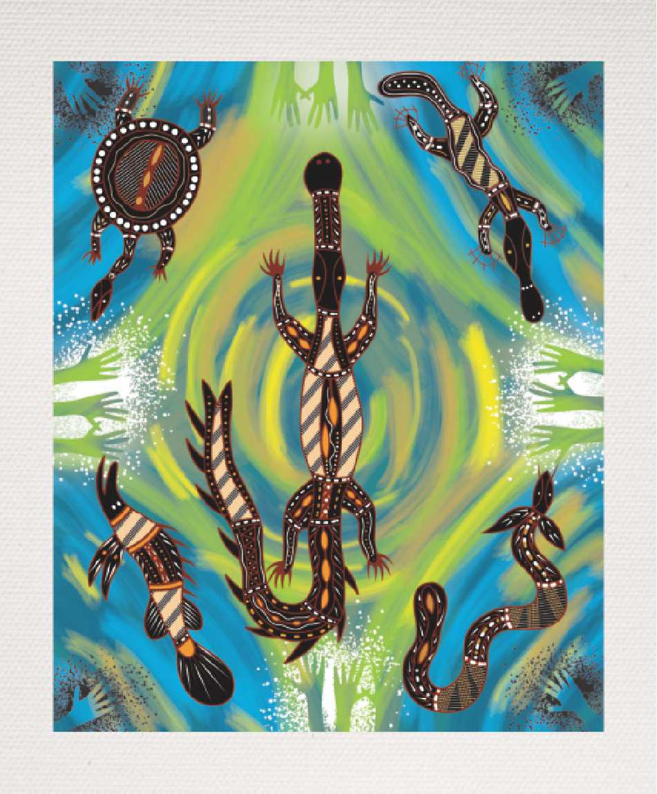 Bulurru Aboriginal Art Canvas Print Unstretched - Freshwater Totems By ...