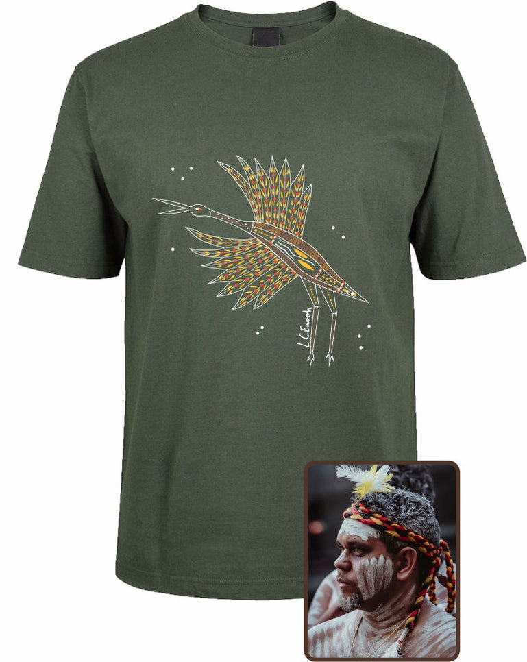 T Shirt ADULT Regular Fit - Louis Enoch, Brolga Design — Bulurru Shop