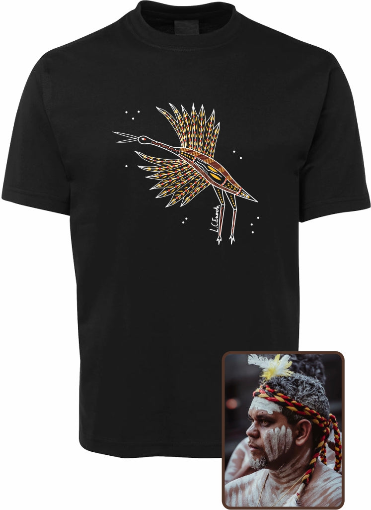 T Shirt ADULT Regular Fit - Louis Enoch, Brolga Design — Bulurru Shop