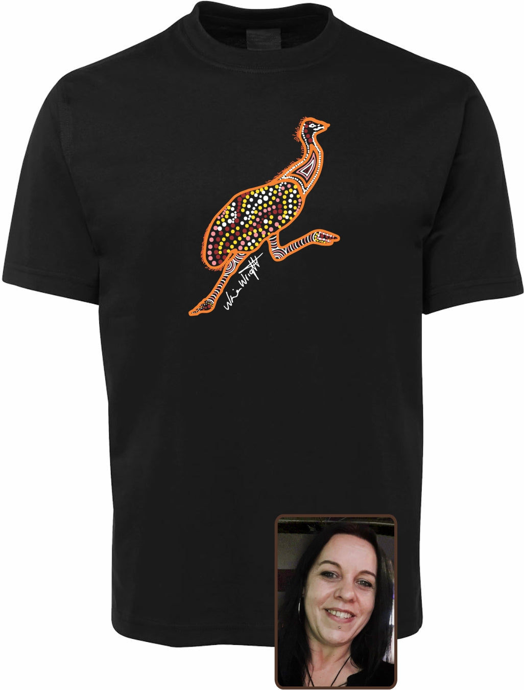 T Shirt ADULT Regular Fit - Nina Wright, Garrdi (Emu) Design — Bulurru Shop