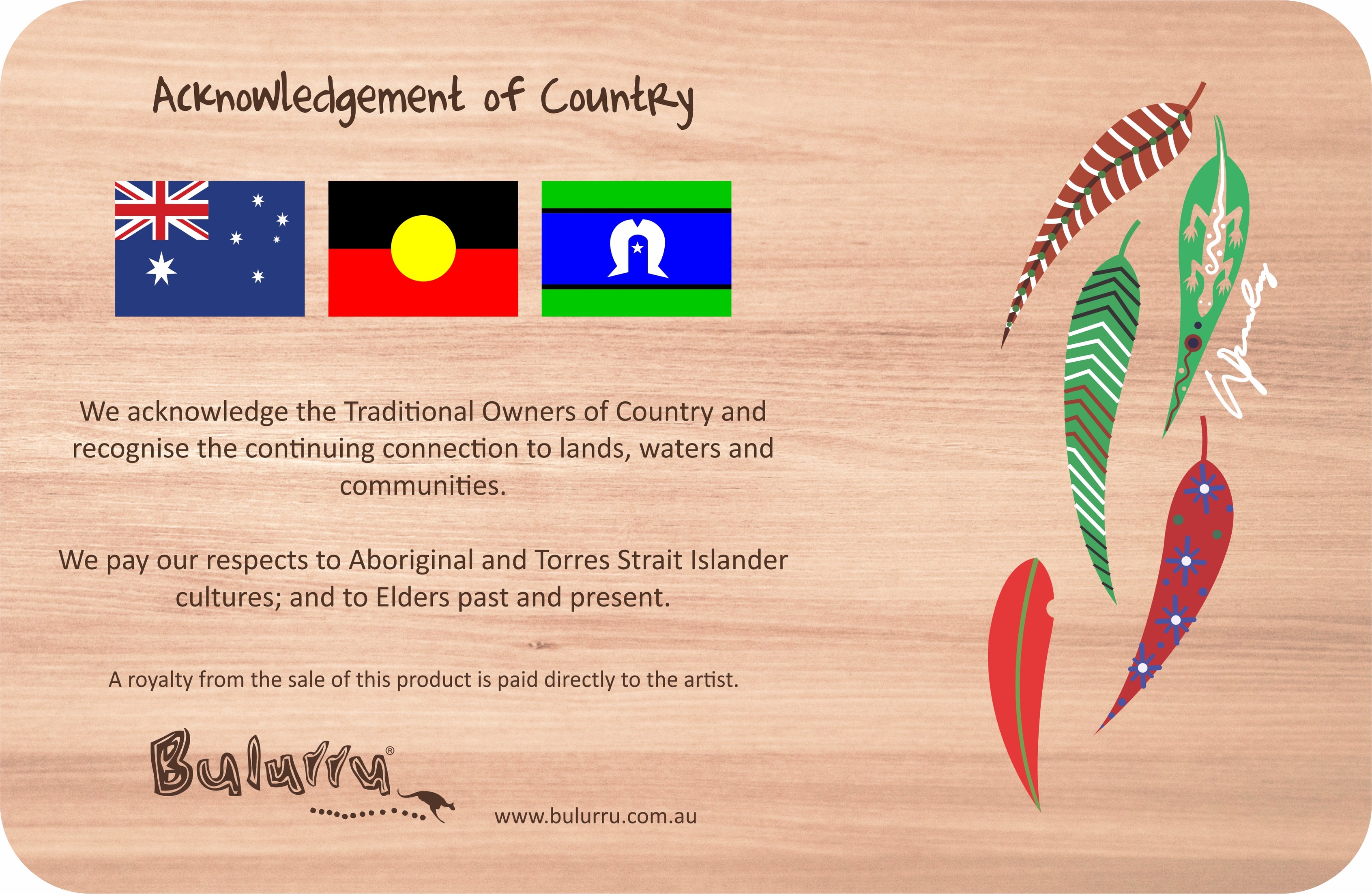 Acknowledgement of Country - 287mm x 187mm — Bulurru Shop